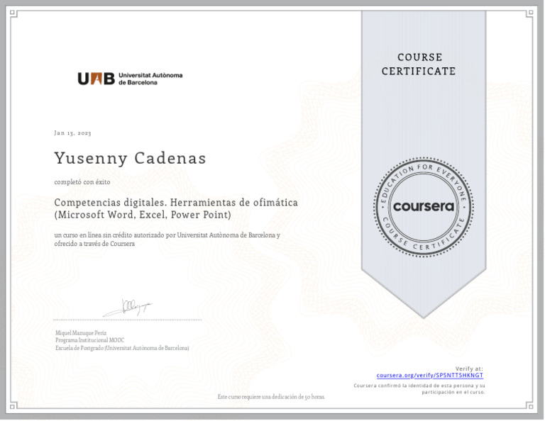 CERTIFICADO COURSERA | PDF