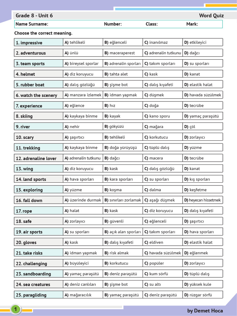 8.6 Word Quiz | PDF