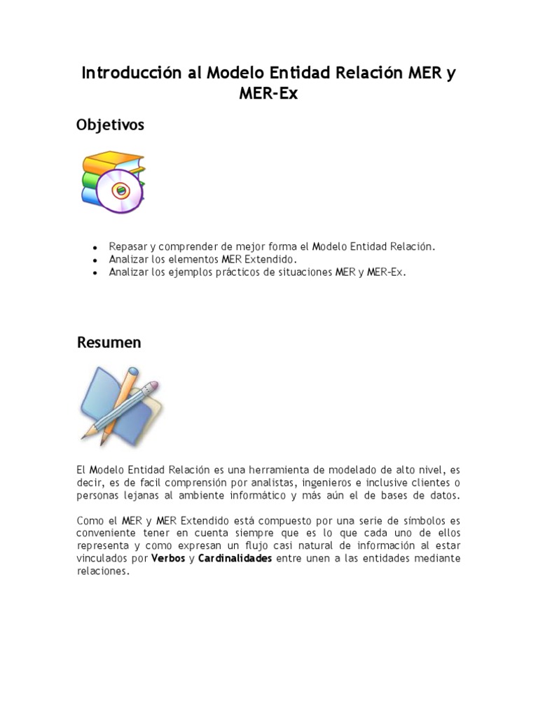 Introduccion Al Modelo Entidad Relacion MER y MER | PDF | Conjunto ...