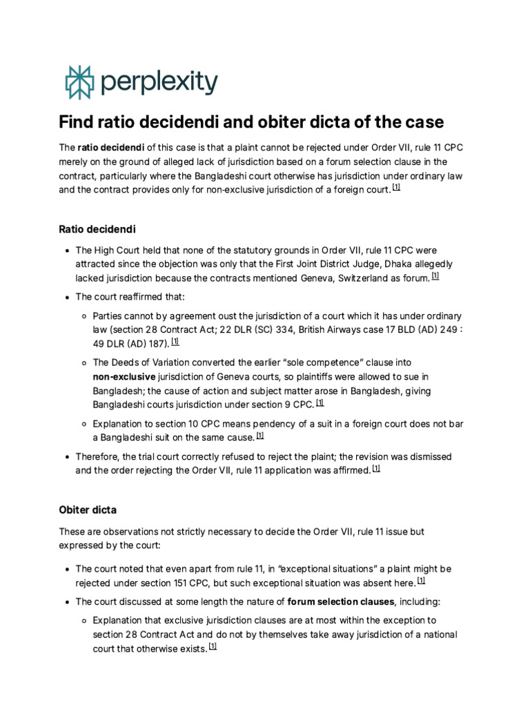 Find Ratio Decidendi and Obiter Dicta of The Case | PDF | Lawsuit ...