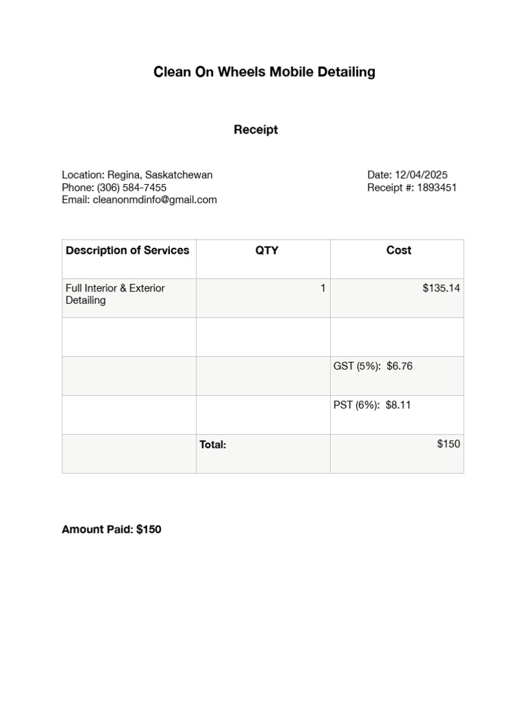 Receipt Detailing | PDF