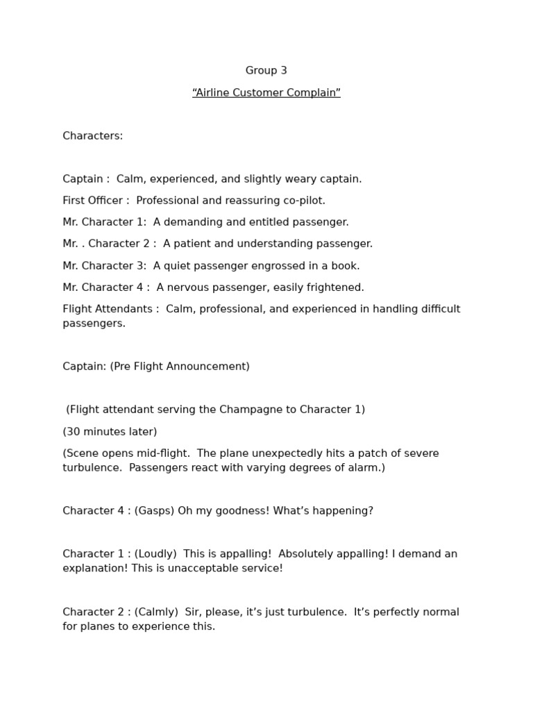 Script Role Play | PDF | Flight Attendant | Empathy