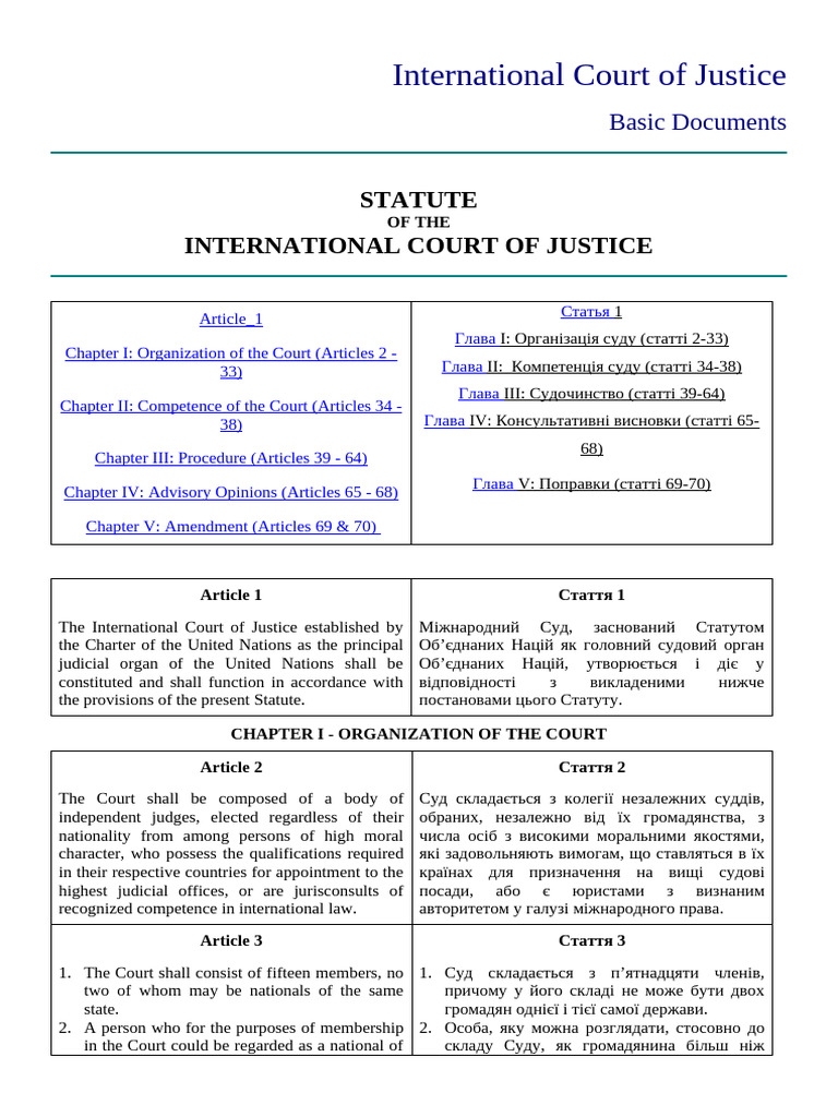 ICJ Statute Eng Ukr Basic | PDF
