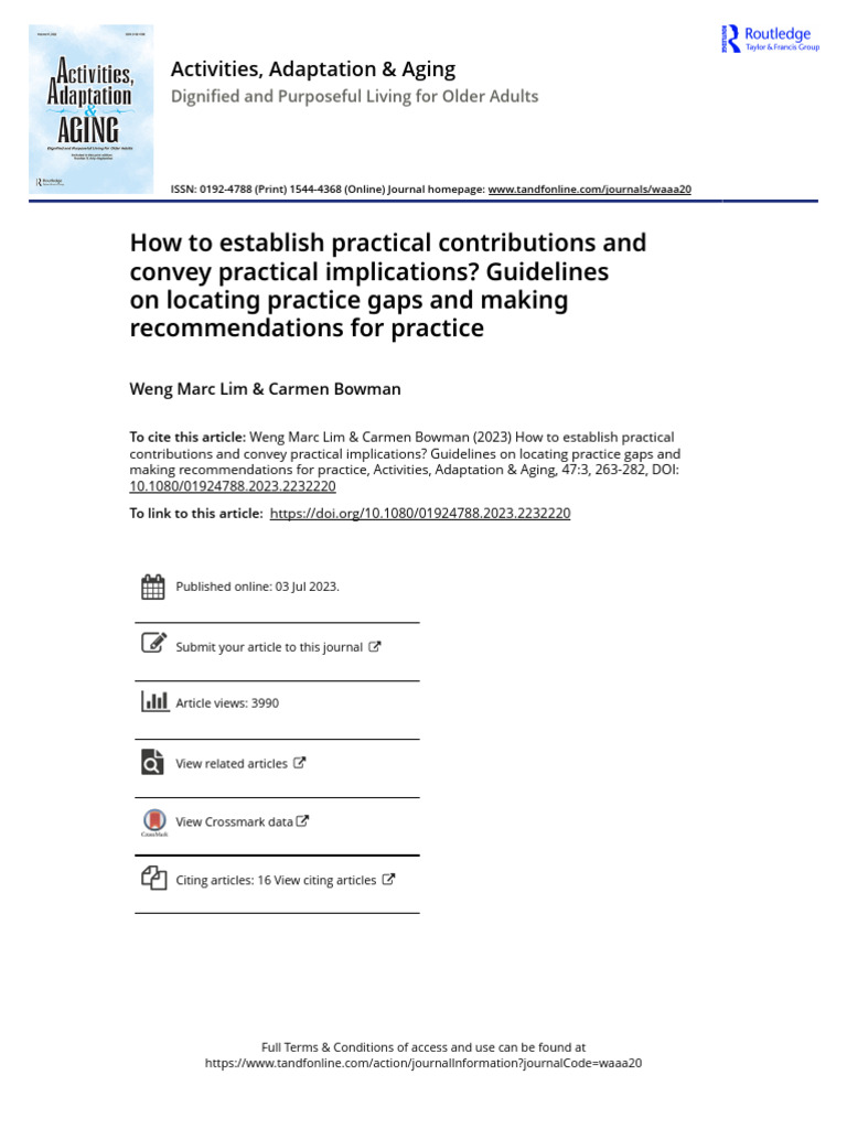 How to Establish Practical Contributions and Convey Practical ...