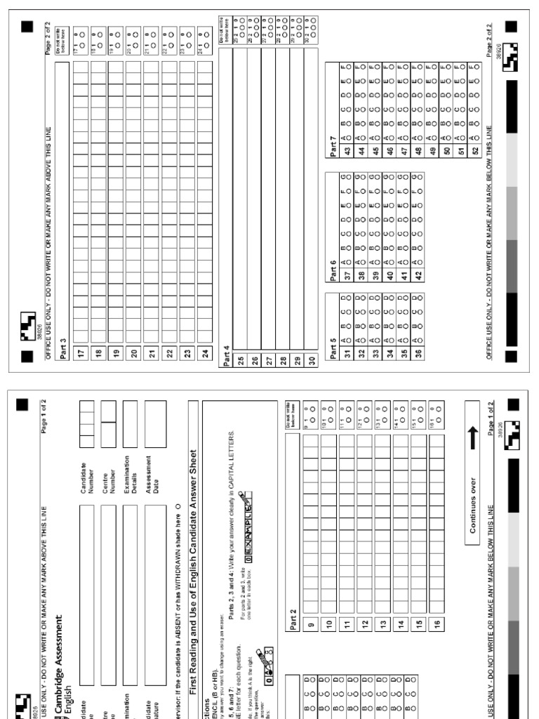 FCE Answer Sheets | PDF
