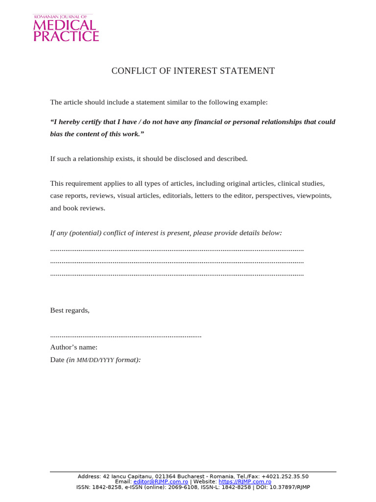 09 Conflict of Interest Statement | PDF