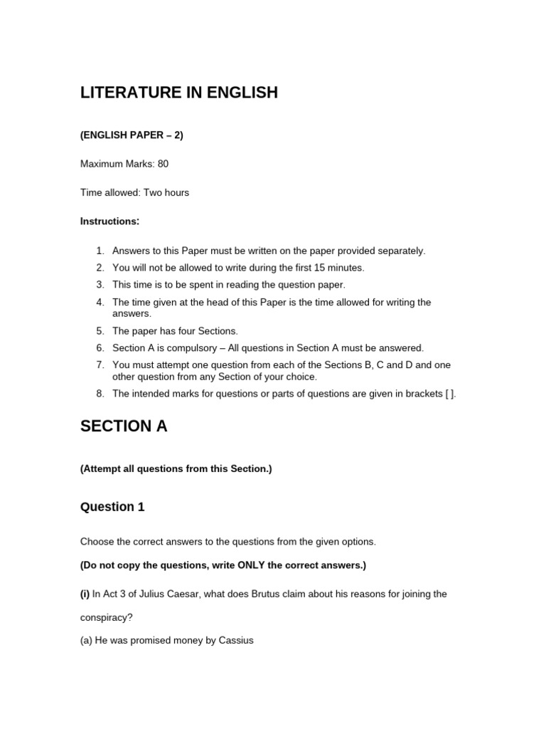 ICSE E Lit Sample 5 | PDF