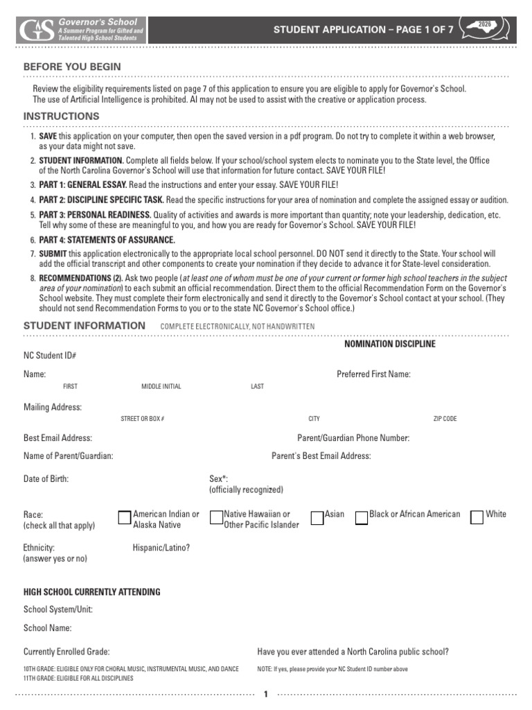 Gov School Application | PDF | Essays | Science