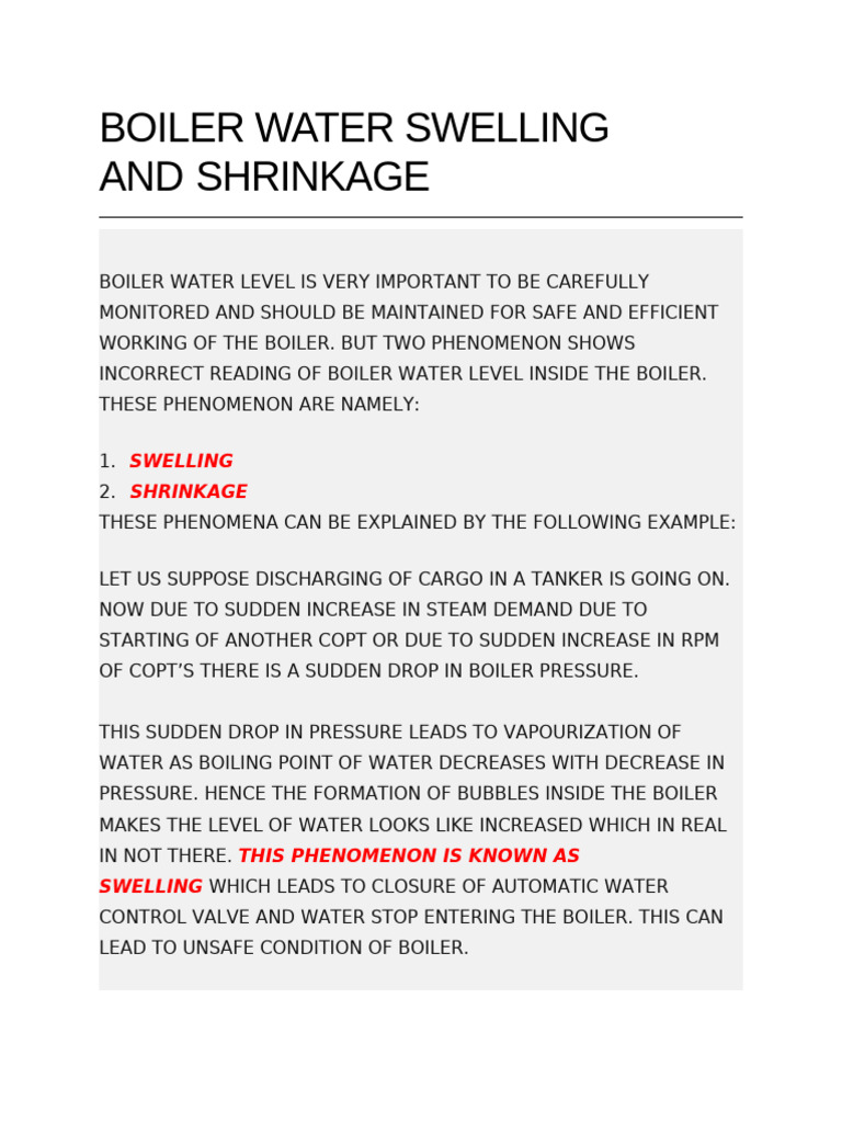 Boiler Water Swelling and Swelling | PDF