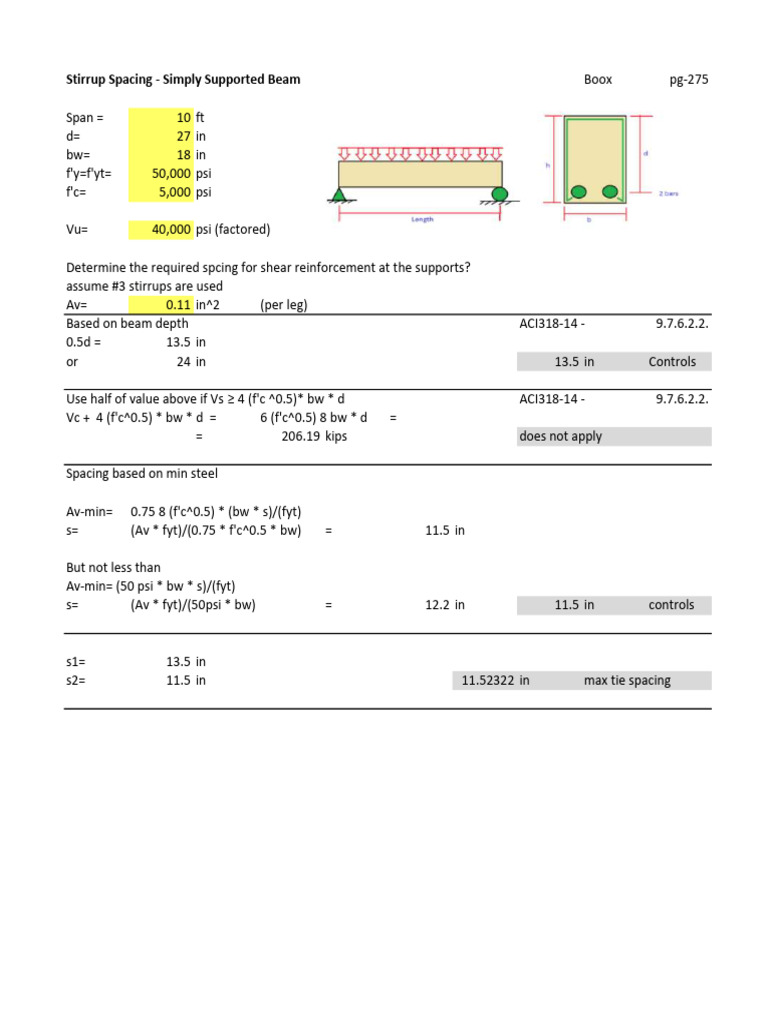 Stirrup Spacing - Simply Supported Beam | PDF