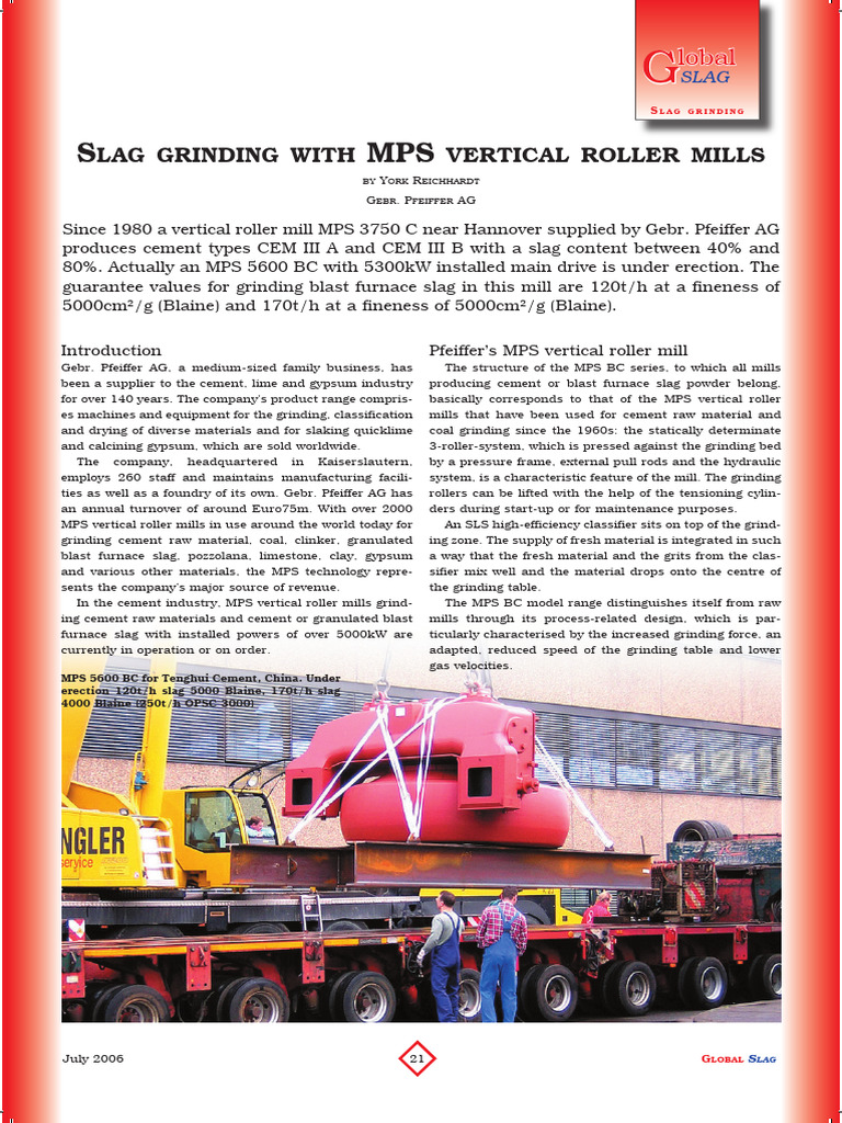 Slag Grinding With Mps Vertical Roller Mills - Gebr. Pfeiffer SE | PDF ...