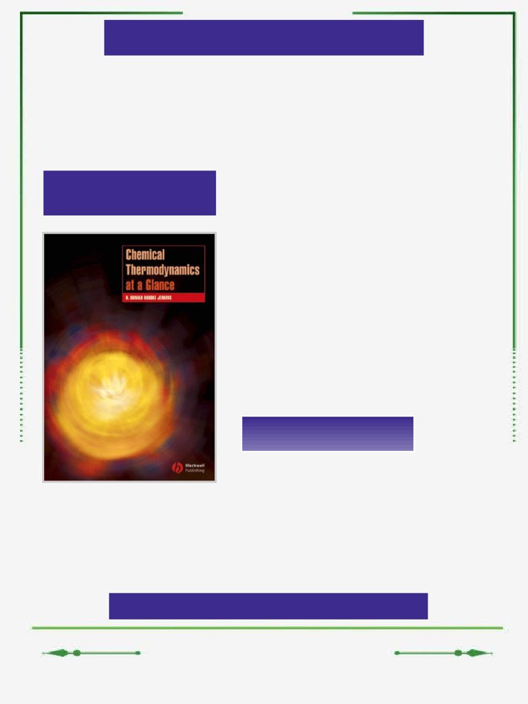 Chemical Thermodynamics at a Glance 1st Edition H. Donald Brooke ...