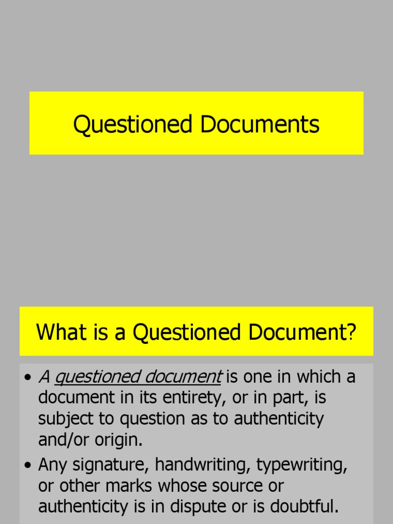 Introduction To Forensic Science Questioned Documents | PDF ...