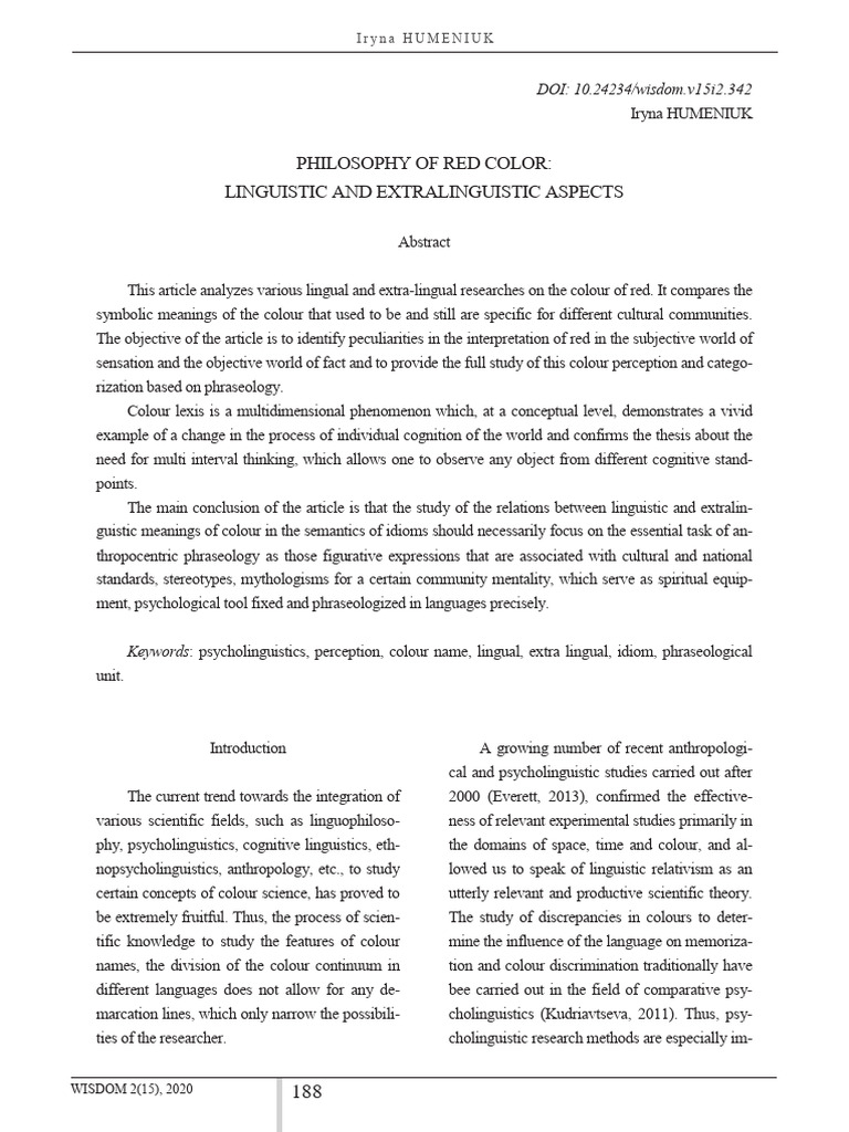 Philosophy of Red: Linguistic Insights | PDF | Color | Semantics