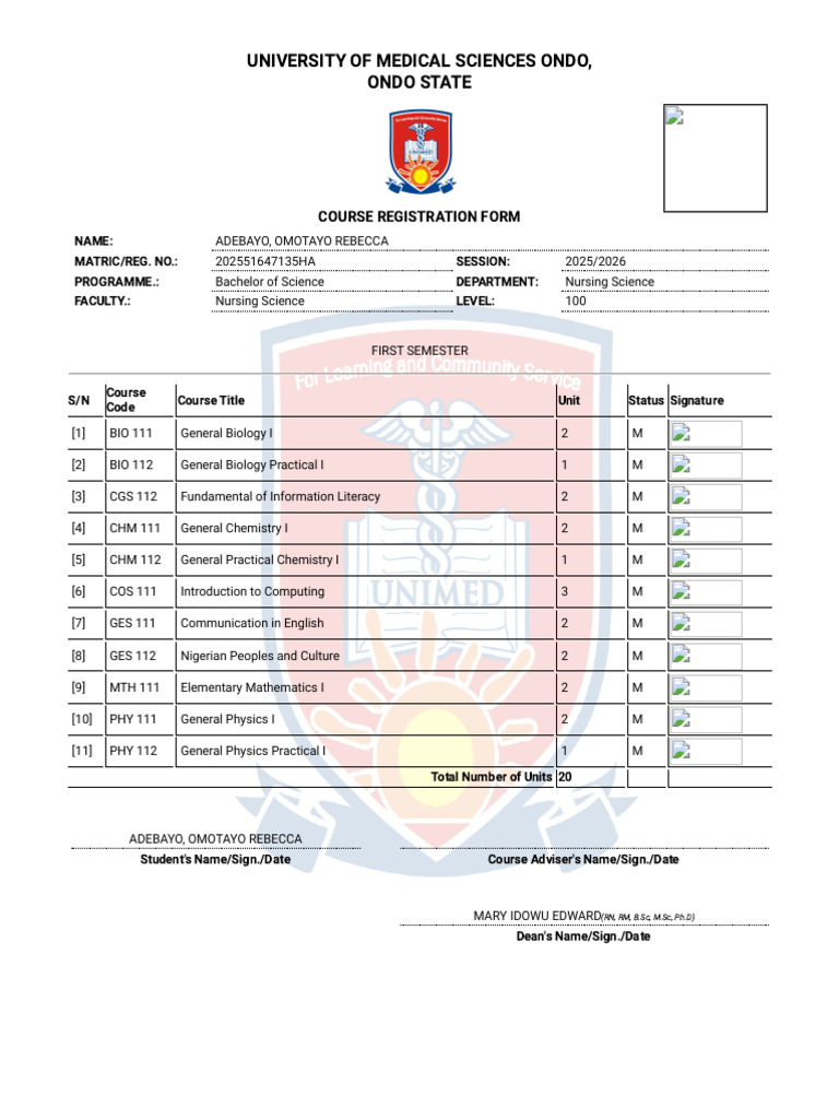 Course Registration Form - 202551647135HA | PDF