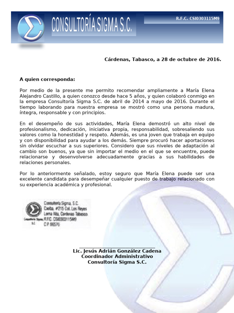 Sigma.10.30.10 Hojas Membretadas Sigma | PDF