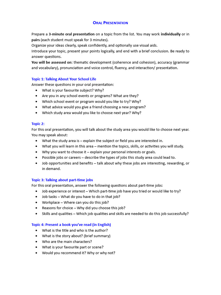 3-Minute Oral Presentation Guide | PDF