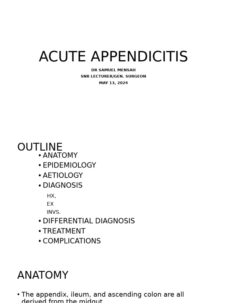 Acute Appendicitis | PDF | Diseases And Disorders | Medical Specialties