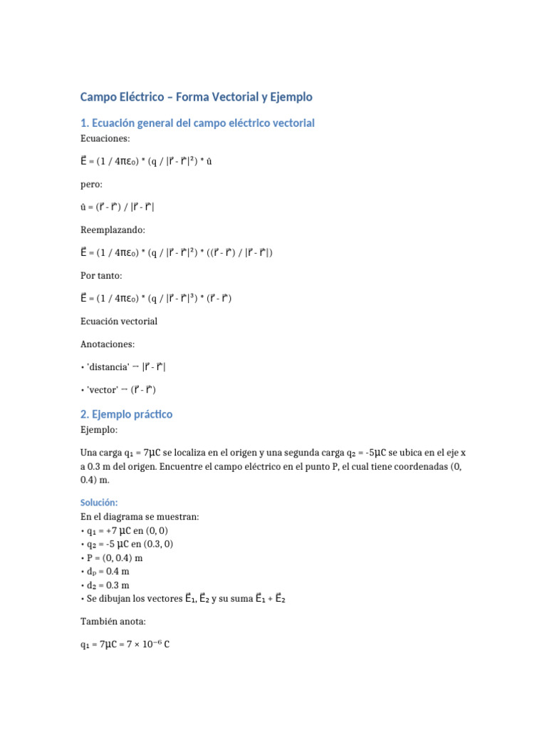 Campo Electrico Vectorial Ejemplo | PDF