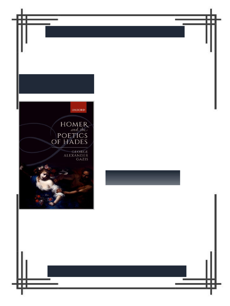 Homer and the poetics of Hades First Edition Gazis eBook 2025 ultimate ...