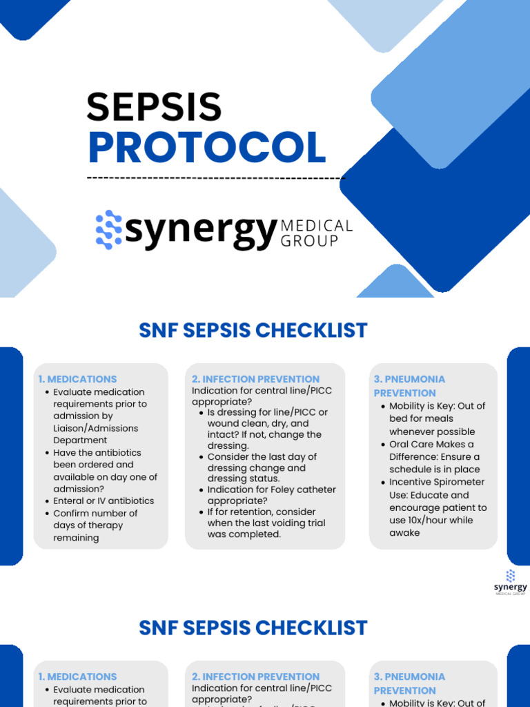 Sepsis Protocol and Prevention Checklist | PDF | Sepsis | Health Care