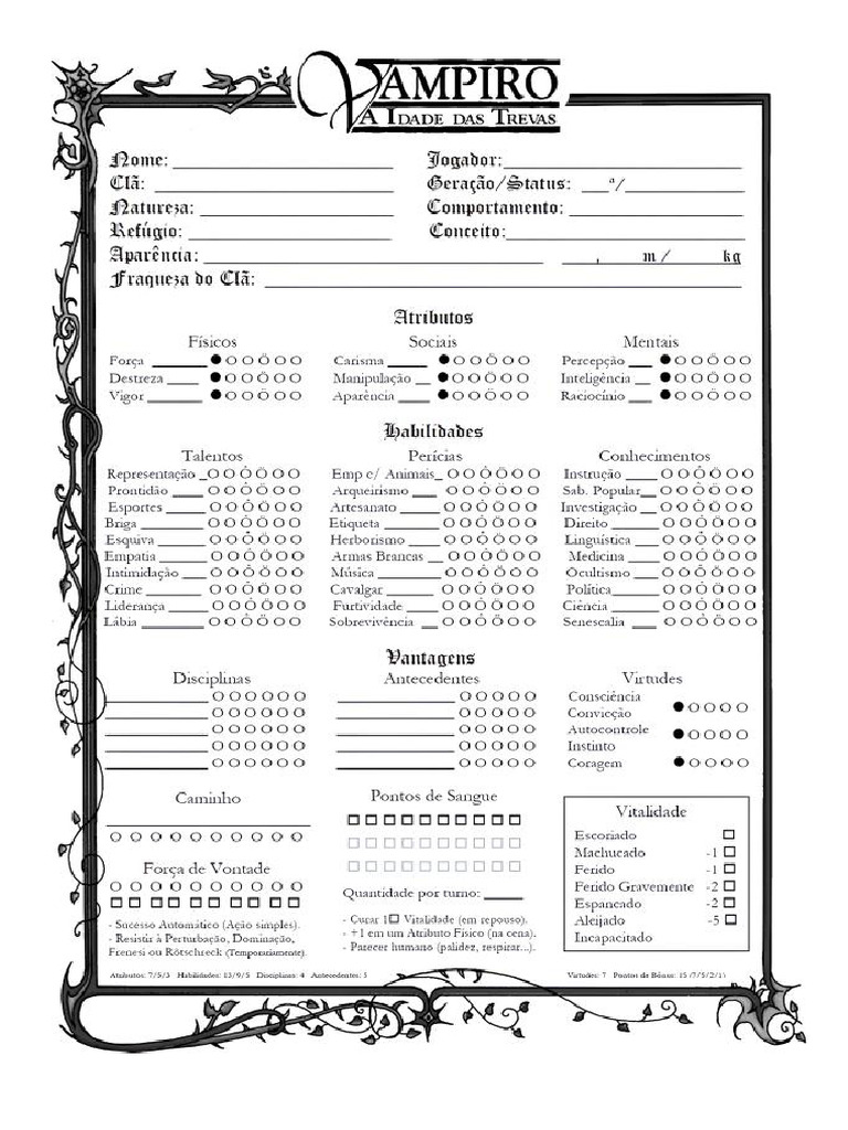 Ficha Vampiro(Vtnc) (1) | PDF