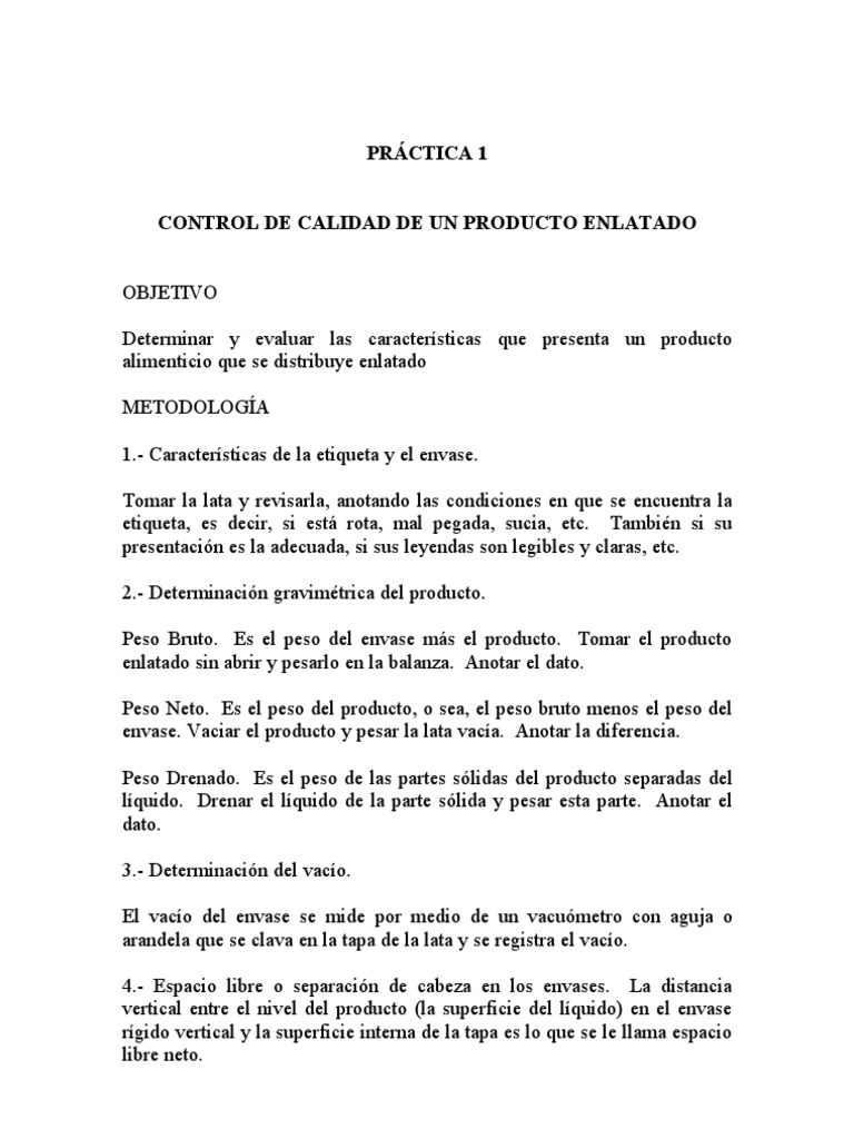 Control de Calidad de Productos Enlatados | PDF | Porcentaje | Azúcar