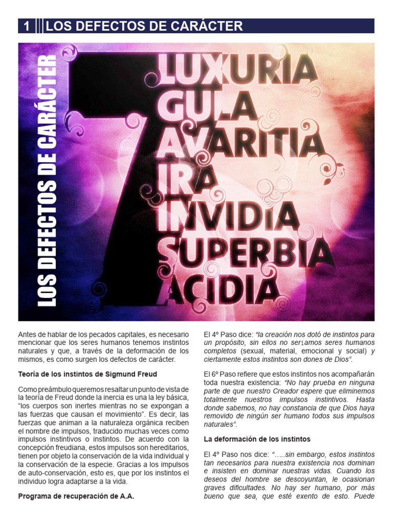 Defectos de Carácter y Pecados Capitales | PDF | Siete pecados ...