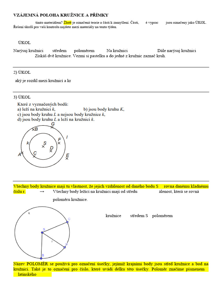 952 Vzajemna Poloha Primy A Kruznice | PDF