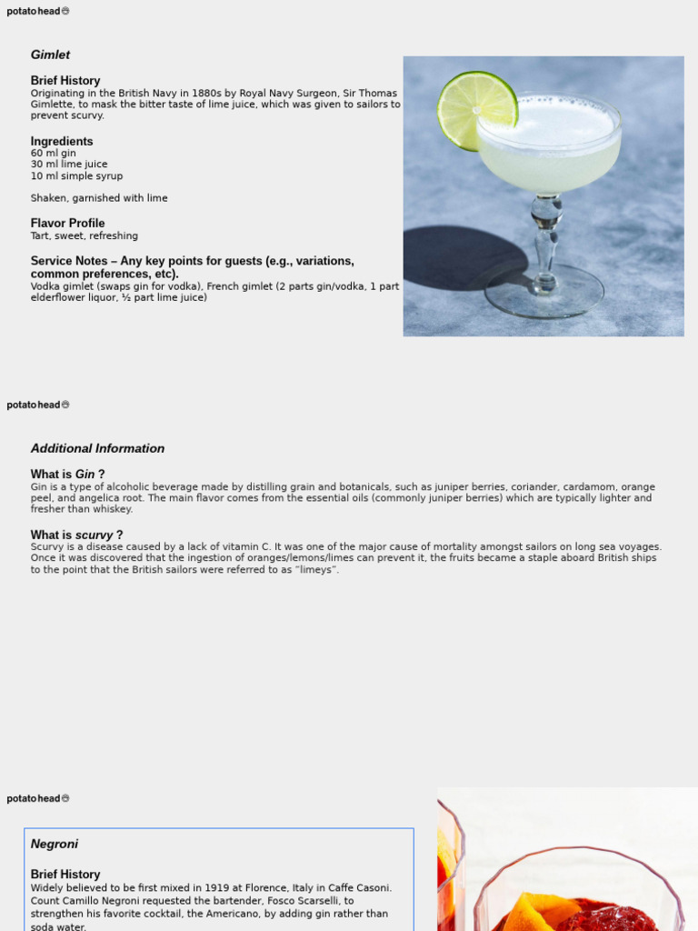 Classic Cocktail Training - Recap | PDF | Martini (Cocktail) | Whisky
