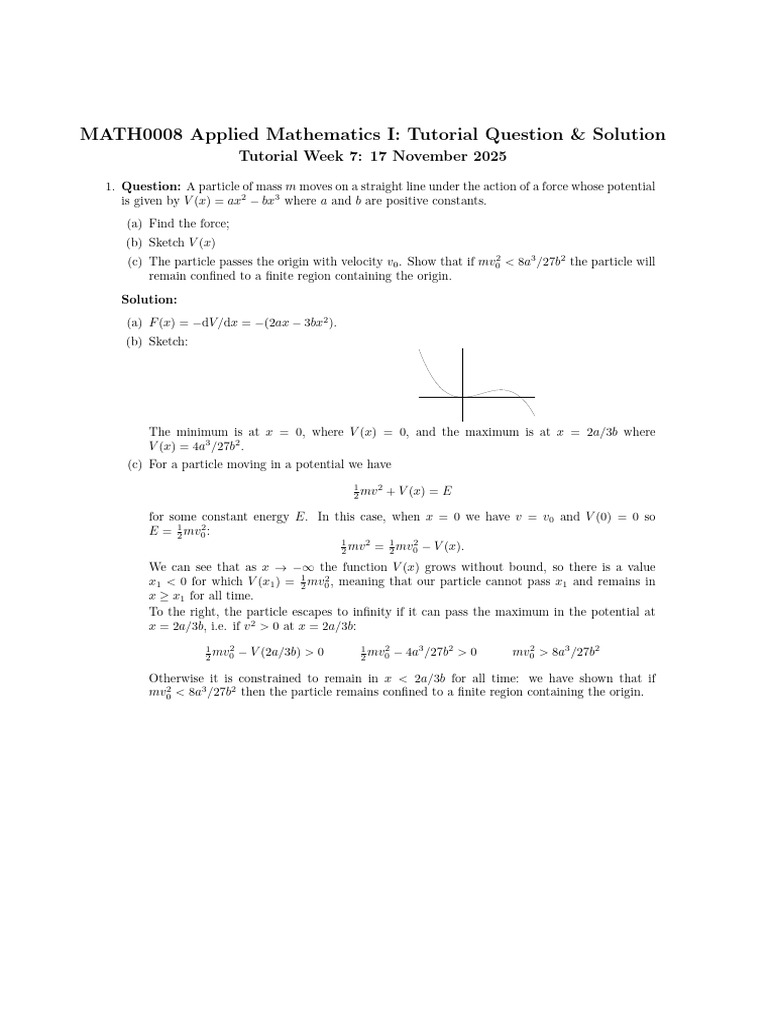 Tutorial Problem With Solutions Week 7 | PDF