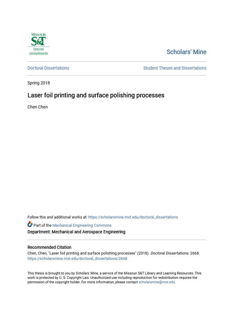 Laser Foil Printing and Surface Polishing Processes | PDF | Industrial ...