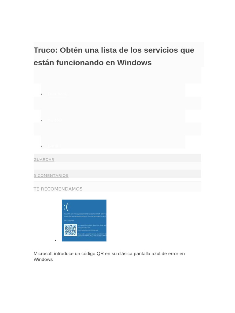 Truco Obtén Una Lista de Los Servicios Que Están Funcionando en Windows ...
