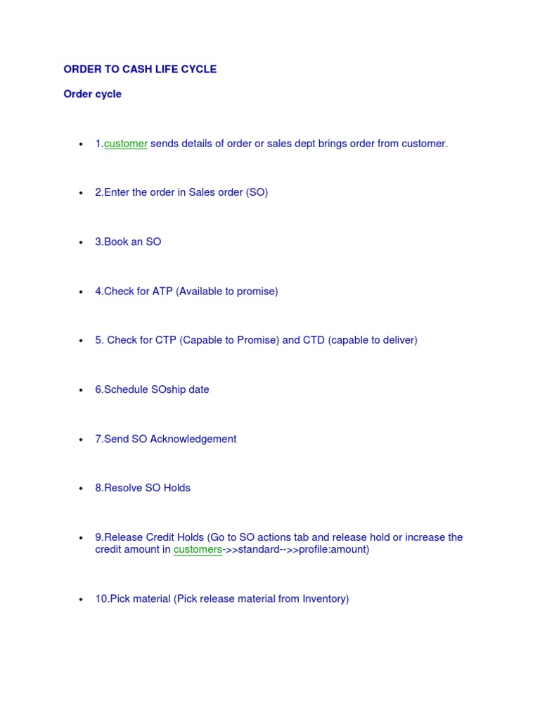 Order To Cash Life Cycle | PDF | Invoice | Inventory