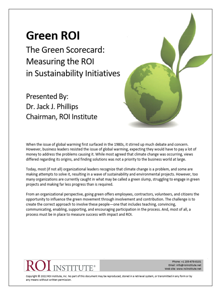 Green ROI The Green Scorecard Measuring The ROI in Sustainability ...