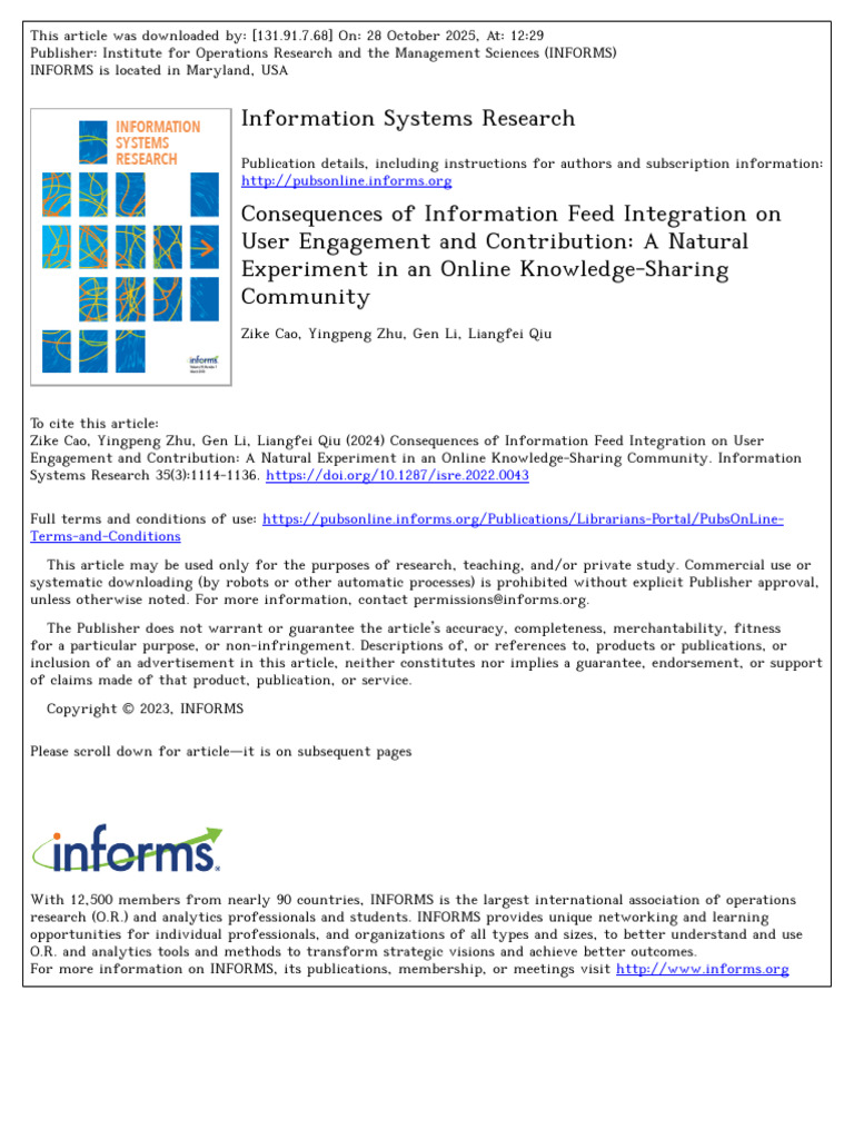 Impact of Feed Integration on User Engagement | PDF | Cognition | Human ...