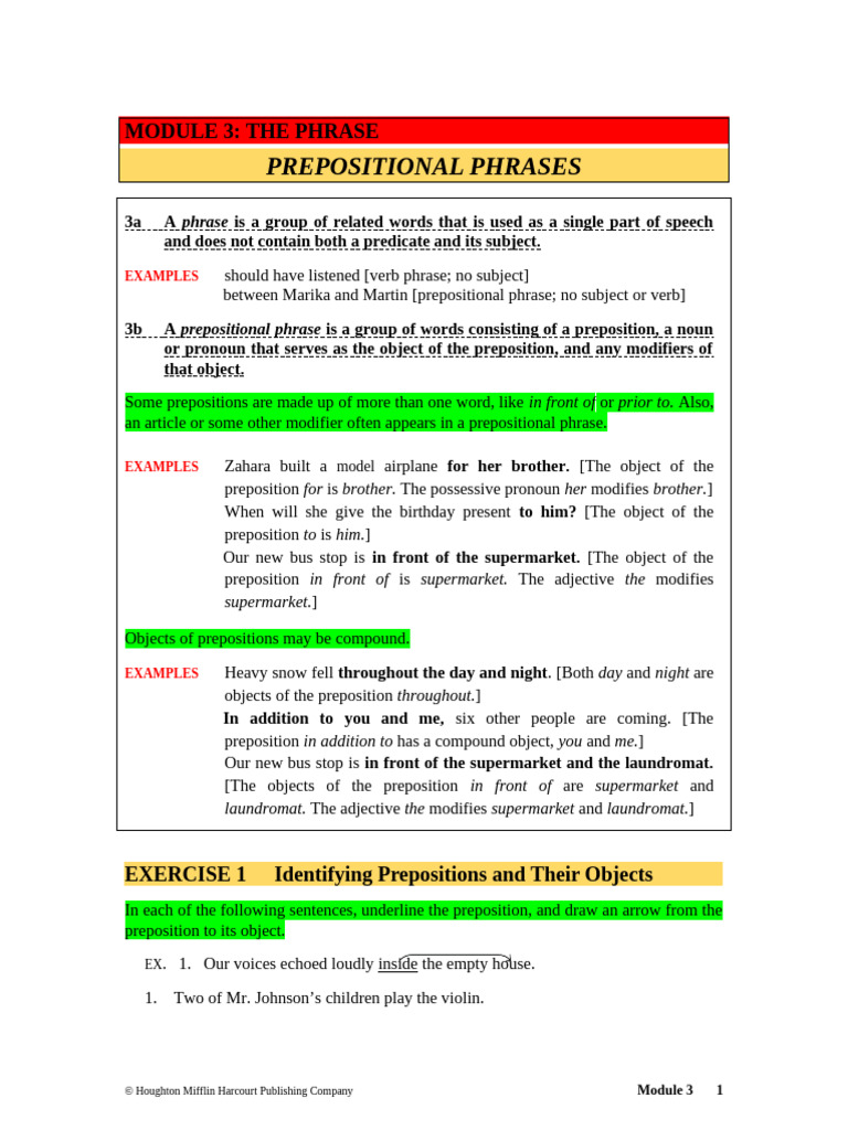 Understanding Prepositional Phrases | PDF | Verb | Adverb