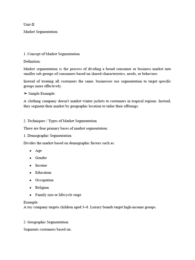 Unit-II Marketing Research | PDF | Cluster Analysis | Market Segmentation