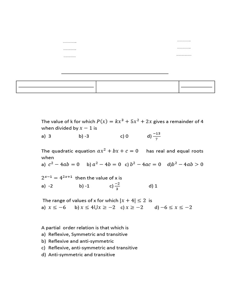 Pure Mathematics Evaluation Questions | PDF | Number Theory ...