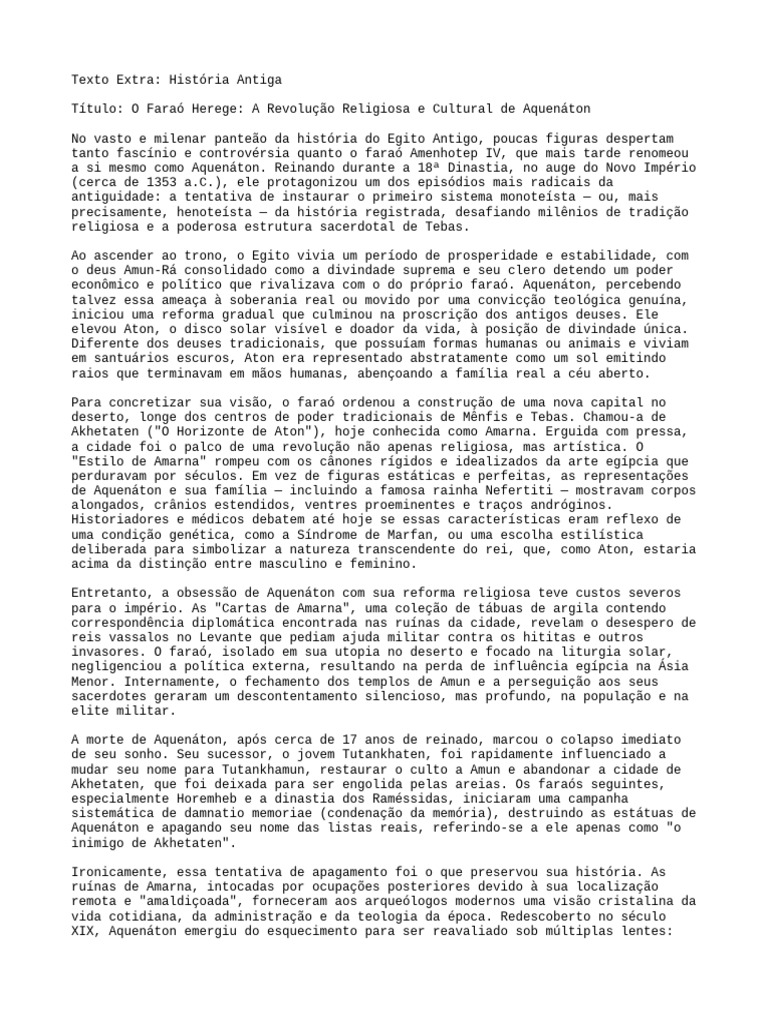Texto Extra História Antiga | PDF | Akhenaton
