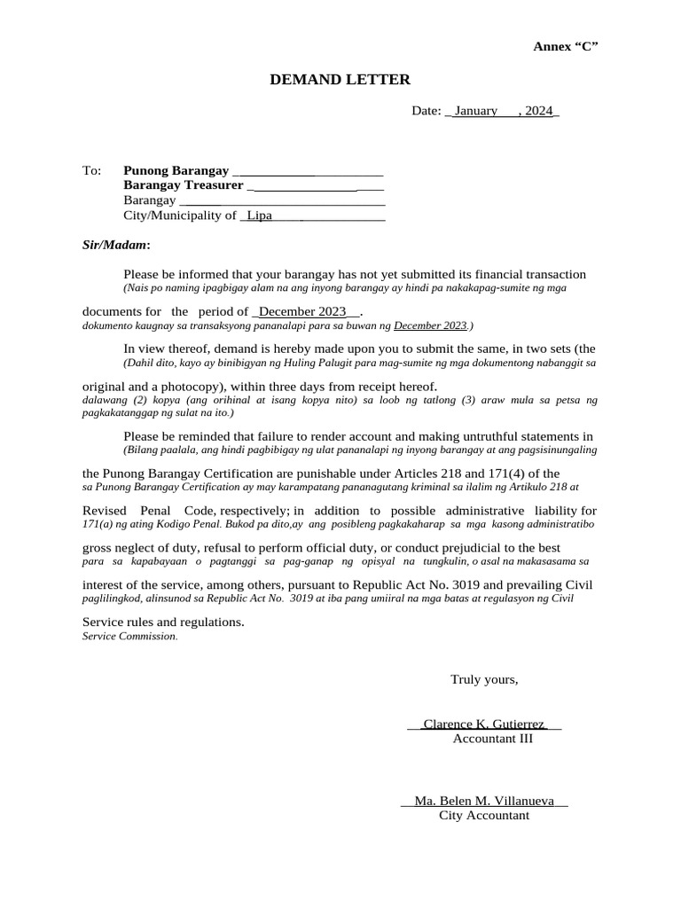 01 Demand Letter Format | PDF