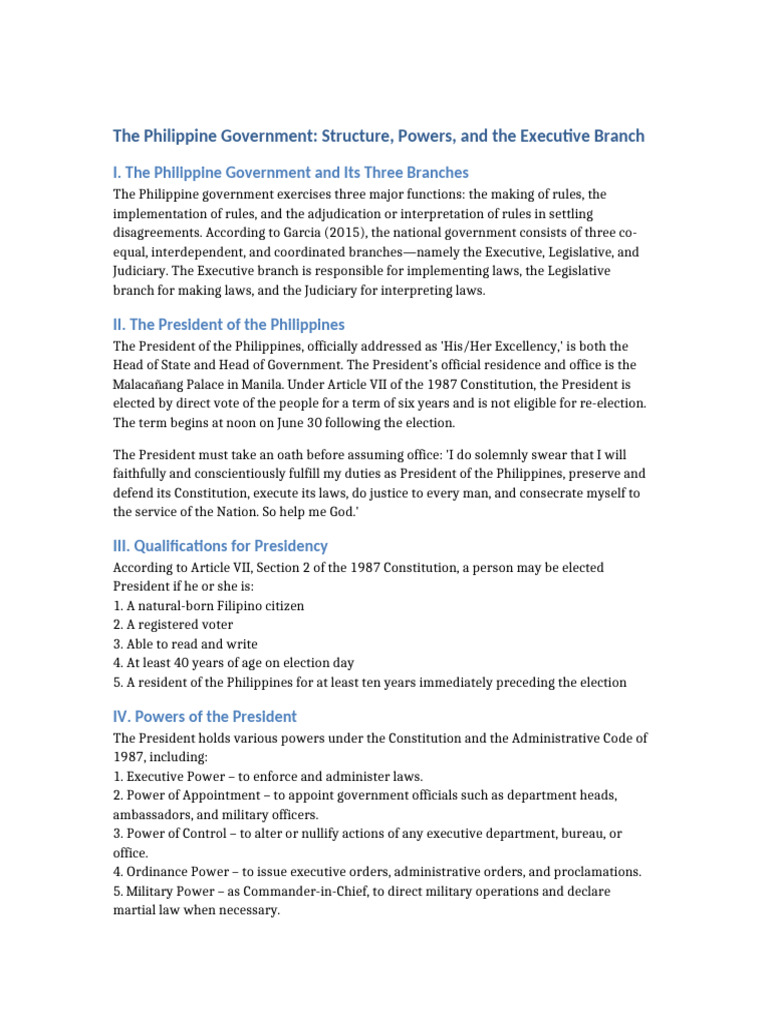 The_Philippine_Government_and_Executive_Branch | PDF | World Politics ...