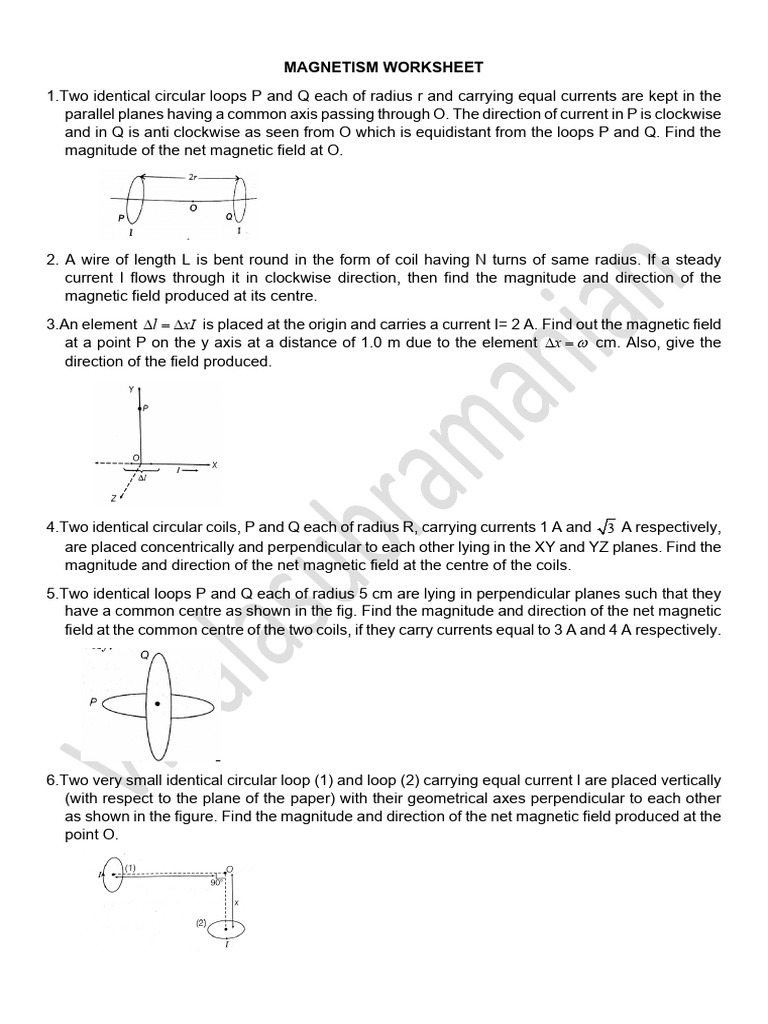 Magnetism Problems and Solutions Worksheet | PDF | Magnetic Field ...