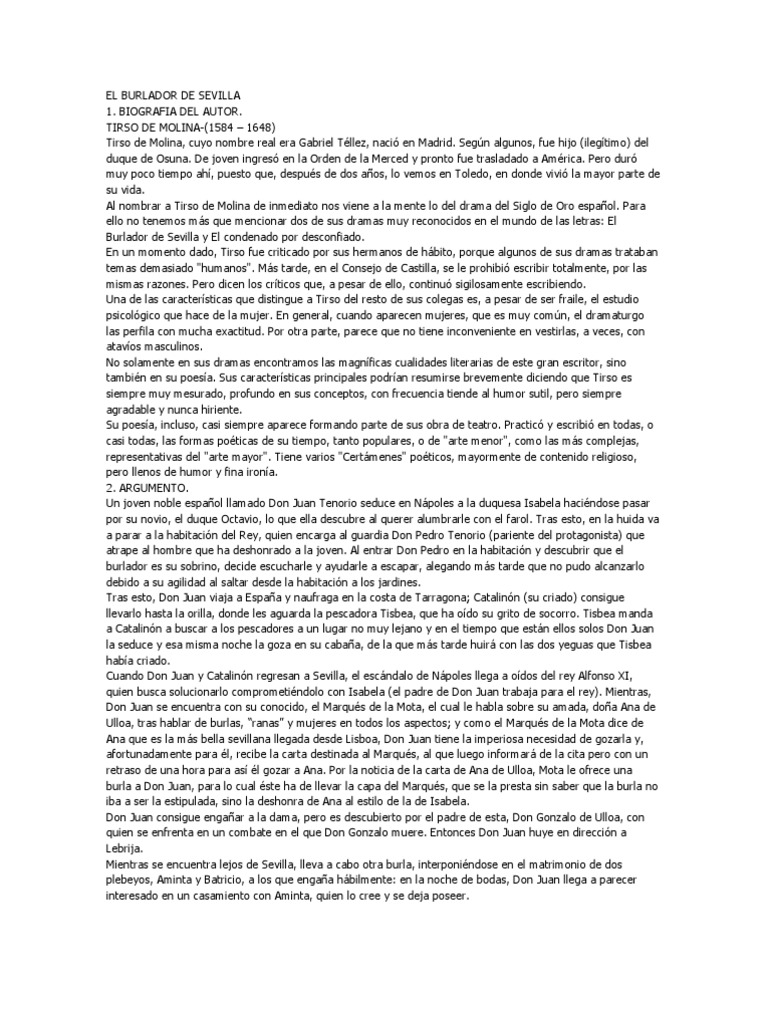 El Burlador de Sevilla Obra | PDF