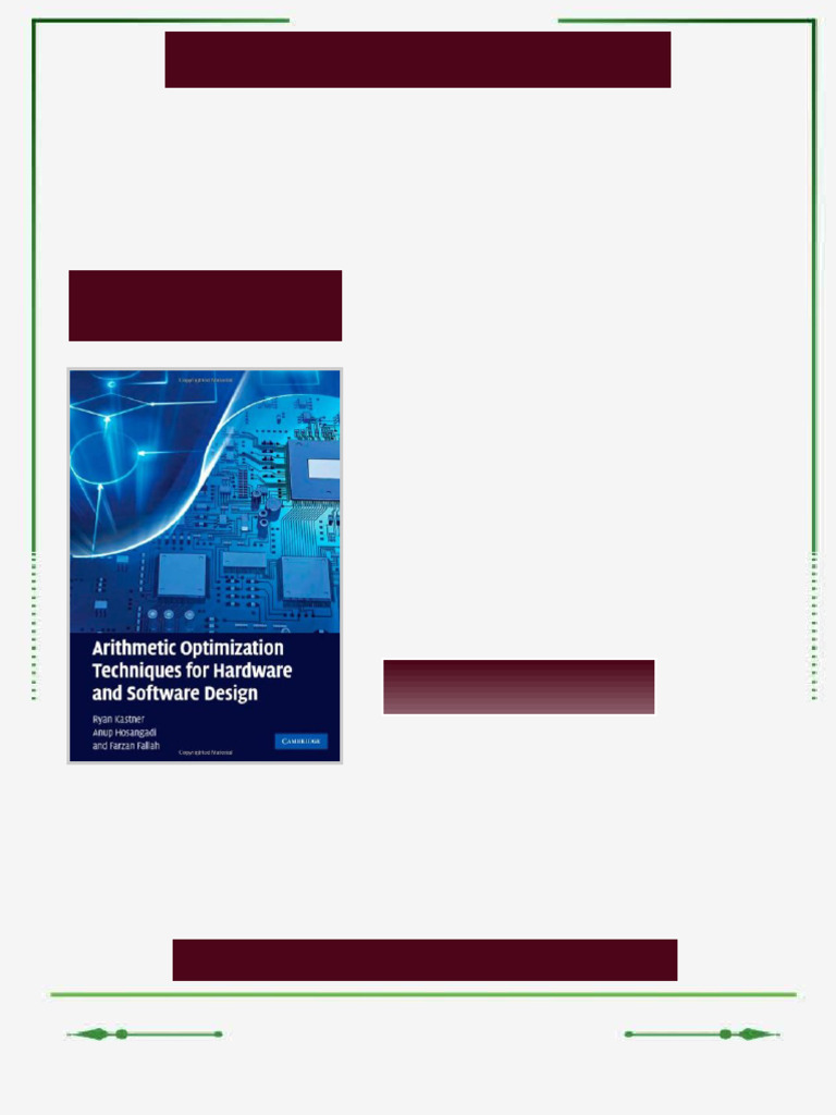 Arithmetic Optimization Techniques for Hardware and Software Design 1st ...