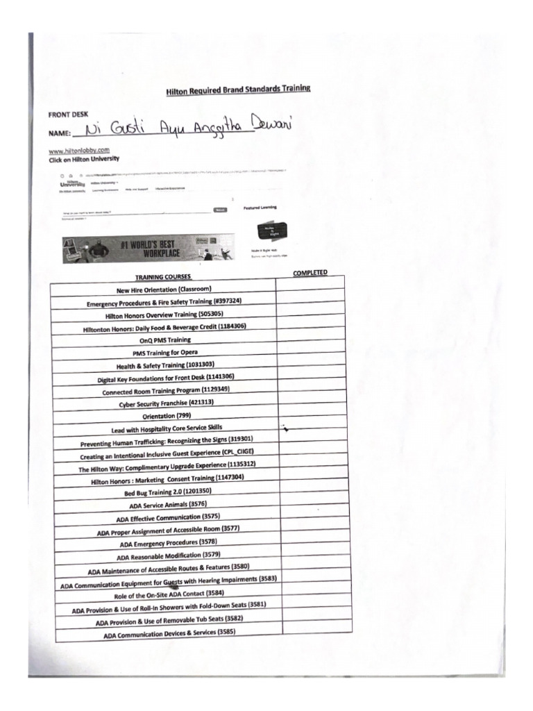 Orientation Training List | PDF