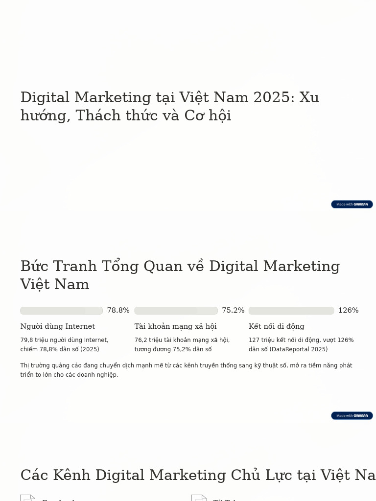 Digital Marketing Tai Viet Nam 2025 Xu Huong Thach Thuc Va Co Hoi | PDF