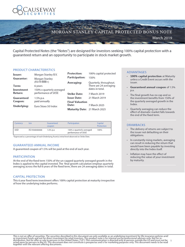 Morgan Stanley Capital Protected Bonus Note | PDF | Investing ...