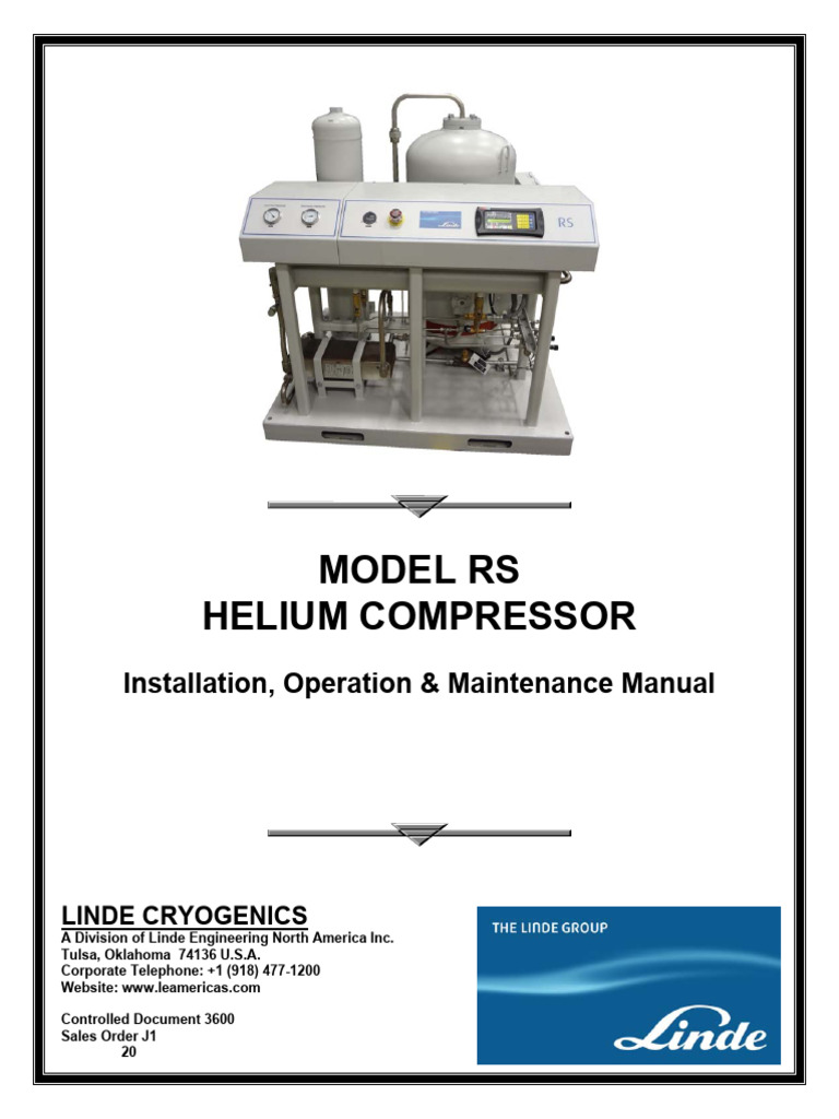 Helium Compressor Installation Manual | PDF | Pump | Mechanical Engineering