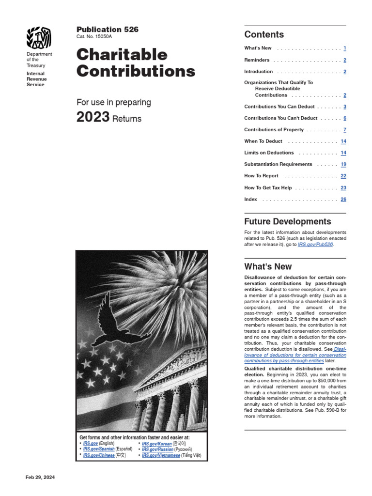 Charitable Contributions: Publication 526 | PDF | Tax Deduction ...